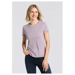 T-Shirt BOSS ORANGE "Esogo Premium Damenmode", Damen, Gr. M (38), lila (light, pastel lila 534), Single Jersey, Obermaterial: 100% Baumwolle, unifarben, regular fit, Rundhals, abgesteppte Kante, Shirts T-Shirt, mit Rundhals, Strassapplikation