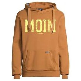 Kapuzenpullover SALZHAUT "Hoodie HEFF - MOIN", Herren, Gr. M, braun (hazelnut, neon gelb), Obermaterial: 55% Baumwolle CO. 45% Polyester PES., Pullover Kapuzenpullover