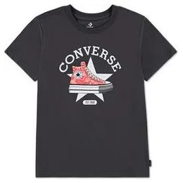 T-Shirt Converse "CNVG SNEAKER GRAPHIC T-SHIRT", Kinder, Gr. 152/158 (XL), schwarz matter, Obermaterial: 60% Baumwolle, 40% Polyester, Rundhals, Shirts T-Shirt, f&uuml;r Kinder und Jugendliche, f&uuml;r sportliche Aktivit&auml;ten, Kurzarm
