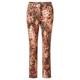 2-in-1-Hose GOLDNER "Slim Fit Stoffhose mit Paisley-Muster", Damen, Gr. 54, N-Gr, braun (camel, gemustert), Obermaterial: 86% Baumwolle CO. 12% Polyester PES. 2% Elasthan EL., Hosen, Mit G&uuml;rtelschlaufen