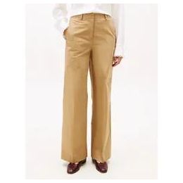 Anzughose Tommy Hilfiger "COTTON WIDE LEG PANT", Damen, Gr. 34, N-Gr, driftwood taupe, Web, Obermaterial: 65% Baumwolle, 33% Lyocell, 2% Elasthan, unifarben, l&auml;ssig geschnitten kn&ouml;chellang, Hosen Anzughose