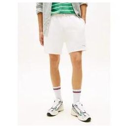 Tommy Hilfiger Shorts TOMMY JEANS "TJM CONTRAST LINEAR BEACH", Herren, Gr. M, N-Gr, ancient wei&szlig;, Web, Obermaterial: 80% Baumwolle, 20% Polyester, unifarben, regular fit kurz, Hosen Shorts, Regular fit mit elastischem Bund