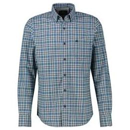Langarmhemd Lerros "Kariertes Flanellhemd in &Uuml;bergr&ouml;ssen", Herren, Gr. 4XL, extraweit, blau (storm blau), 100% Baumwolle, Hemden