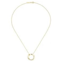Collier "Mittelteil rund, gedreht, mit wei&szlig;en Zirkonia, Silber 925", gold, Giorgio Martello MILANO, Halsketten, Damen, 45cm, Silber 925 (Sterlingsilber), Collier