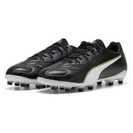 Fu&szlig;ballschuh Puma "KING 20 MATCH FG/AG", Gr. 42, Puma schwarz, Puma wei&szlig;, Puma gold, Synthetik, Schuhe Fu&szlig;ballschuh, f&uuml;r Rasenpl&auml;tze
