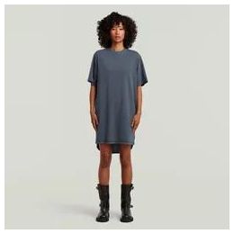 G-Star Raw Jerseykleid G-STAR "Woven Mix Washed Jersey Dress Wmn", Damen, Gr. L, N-Gr, salute gd, Jersey, Obermaterial: 100% Baumwolle, unifarben mit Farbeinsatz, gerade kniefrei, Rundhals, Kleider Jerseykleid, mit Webdetails, Knopfverschluss