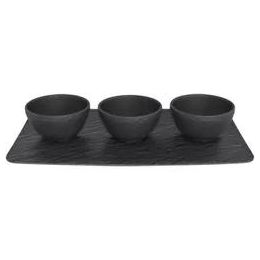 Villeroy & Boch Dipschale VILLEROY & BOCH "Dipsch&auml;lchen-Set Manufacture Rock 3er Set schwarz", schwarz, L:28cm, Sch&uuml;sseln, Dipschale