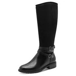 Stiefel Tamaris, Damen, Gr. 38, Normalschaft, schwarz, Leder, Lederimitat, Textil, Veloursleder, unifarben, Schuhe Stiefel, Blockabsatz, Langschaftstiefel mit Touch it-Ausstattung