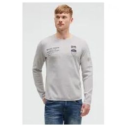 Rundhalspullover CAMP DAVID, Herren, Gr. XXL, storm grau, Feinstrick, Material: 100% Baumwolle, bedruckt, bestickt, regular fit normal, Rundhals, eingesetzt gerader Abschluss, Pullover Rundhalspullover, aus Feinstrick