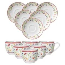 Ritzenhoff & Breker Tasse RITZENHOFF & BREKER "Espressotassen mit Untertassen Shanti 80 ml 6er Set bunt", bunt, 12 tlg., Porzellan, Trinkgef&auml;&szlig;e, Tasse