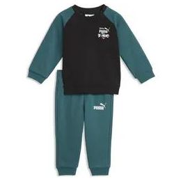 Trainingsanzug Puma "MINICATS SUPER CREW SET INF", Jungen, Gr. 98, emerald ice, Sweatware, Obermaterial: 68% Baumwolle, 32% Polyester, regular fit, Sportanz&uuml;ge Trainingsanzug, f&uuml;r Kinder, Regular Fit, ohne Kapuze
