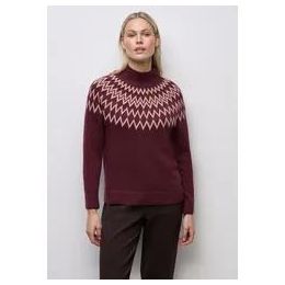 Strickpullover Street One, Damen, Gr. 44, wildberry rot, Web, 37% Baumwolle, 34% Polyacryl, 26% Polyester, 3% Elasthan, Strukturmuster, regular fit normal, hoch geschlossener Ausschnitt, B&uuml;ndchen, Pullover Strickpullover, im soften Baumwoll-Mix