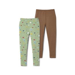 Tchibo - 2 Leggings - Kinder - Gr. 122/128 - gr&uuml;n/print