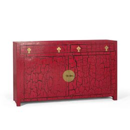 Pharao24.de Sideboard Wohnzimmerkommode in Rot und Goldfarben