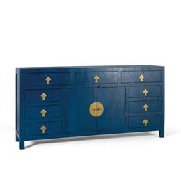 Pharao24.de Sideboard Esszimmerkommode mit neun Schubladen in Blau
