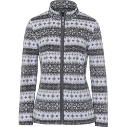 Damen Fleecejacke im Norweger-Stil ecru-anthrazit-bedruckt, Gr&ouml;&szlig;e 44