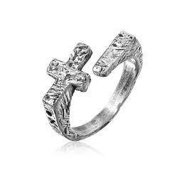 Siegelring HAZE & GLORY "Ring Siegelring Offen - Cross Bar 925 Silber" Gr. 66, silber, Fingerringe, Damen, 66, ohne Stein, Silber 925 (Sterlingsilber), 23mm, Siegelring