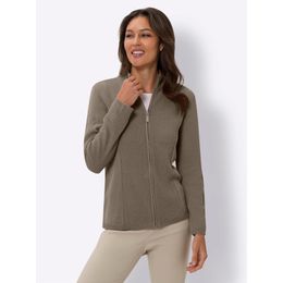 Strickjacke Classic Basics, Damen, Gr. 50, grau (taupe), 100% Polyacryl, unifarben, Strickjacken Strickjacke