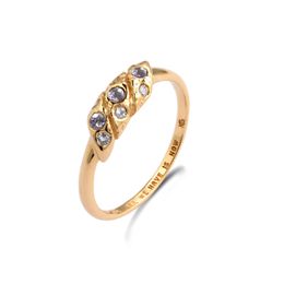 Silberring HAZE & GLORY "Ring Mondstein Lolith 375 Gelbgold - REEF Ring" Gr. 56, gold, Fingerringe, Damen, 56, Gelbgold 375, Silberring