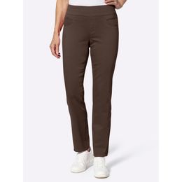 Schlupfhose Casual Looks, Damen, Gr. 24, Kurzgr&ouml;&szlig;en, braun (schoko), 65% Baumwolle, 33% Polyester, 2% Elasthan, unifarben, lang, Hosen Schlupfhose
