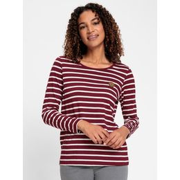 T-Shirt Casual Looks "Shirt", Damen, Gr. 40, rot (dunkelrot, ecru, gestreift), 50% Baumwolle, 50% Modal, gemustert, gestreift, mehrfarbig, Rundhals, Shirts T-Shirt