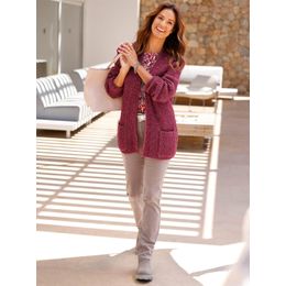 Strickjacke Inspirationen, Damen, Gr. 46, rot (bordeaux, meliert), 100% Polyacryl, gemustert, meliert, Strickjacken Strickjacke