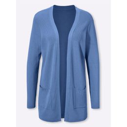 Strickjacke Classic Basics, Damen, Gr. 40, blau (mittelblau), 80% Viskose, 20% Polyamid, unifarben, Strickjacken Strickjacke