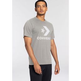 T-Shirt Converse "STANDARD FIT CENTER FRONT LARGE LOGO STAR CHEV SS TEE", Herren, Gr. XXL, lt grau heather, Single Jersey, Obermaterial: 100% Baumwolle, Rundhals, Shirts T-Shirt