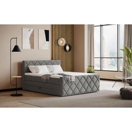 Boxspringbett COTTA "Tower inkl. Bettkasten, mit Keder in abgesetzter Farbe", anthrazit, keder: light grau, B:201cm L:228cm, 100% POLYESTER (PES), Komplettbetten, Boxspringbett, in verschiedenen Breiten, H&auml;rtegraden und Farben erh&auml;ltlich