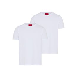 T-Shirt Hugo "Hugo-Round", Herren, Gr. M, wei&szlig;100, Single Jersey, Obermaterial: 96% Baumwolle, 4% Elasthan, unifarben, slim fit normal, Rundhals, abgesteppte Kante, Shirts T-Shirt, Rundhalsausschnitt, Slim-Fit, Hugo Logo-Druck