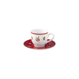 Villeroy & Boch Tasse VILLEROY & BOCH "Espressotasse mit Untertasse Toy's Delight 70 ml 2er Set rot", rot, B:12,2cm H:7,5cm &Oslash;:12,2cm, Porzellan, Trinkgef&auml;&szlig;e, Tasse, Mikrowellengeeignet