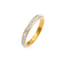 Silberring Elli "Ring Kristallen Memoire Ring 925 Silber" Gr. 54, gold, Fingerringe, Damen, 54, Silber 925 (Sterlingsilber), Silberring