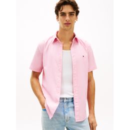Kurzarmhemd Tommy Hilfiger "FLEX POPLIN SOLID", Herren, Gr. S, N-Gr, classic pink, Web, Obermaterial: 100% Baumwolle, unifarben, regular fit normal, Rundhals, eingesetzt abgesteppte Kante, Hemden Kurzarmhemd, Regular fit mit Button-Down-Kragen