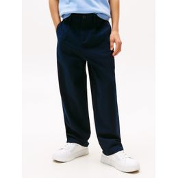 Chinohose Tommy Hilfiger "PLEATED CHINO PANT", Jungen, Gr. 14 (164), N-Gr, blau (schwarz night navy), Web, Obermaterial: 96% Baumwolle, 4% Elasthan, unifarben, regular fit lang, Hosen Chinohose, f&uuml;r Kinder bis 16 Jahre, mit Bundfalten