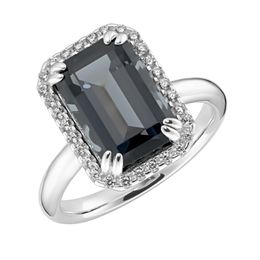 Silberring "Ring mit Zirkonia und grauem Kristallstein, Silber 925" Gr. 60, grau, Giorgio Martello MILANO, Fingerringe, Damen, 60, Silber 925 (Sterlingsilber), Silberring