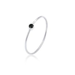 Silberring Elli "Ring Stacking Basic Kristalle 925 Silber" Gr. 50, schwarz, Fingerringe, Damen, 50, Silber 925 (Sterlingsilber), Silberring