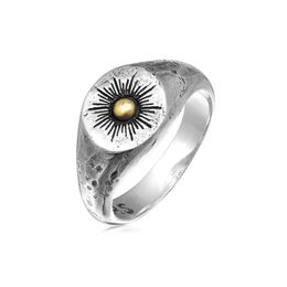 Siegelring HAZE & GLORY "Ring Siegelring - Sun Lover 925 Silber" Gr. 64, silber, Fingerringe, Herren, 64, Silber 925 (Sterlingsilber), Siegelring