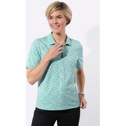 Poloshirt Classic Basics "Poloshirt", Damen, Gr. 38, mint, aquapetrol, getupft, 100% Baumwolle, gemustert, gepunktet, Shirts Poloshirt