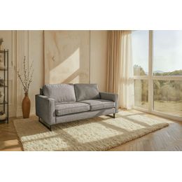 2-Sitzer Home Affaire "Pinto, 166 cm, Cord, Chenille, Lederoptik", silber grau, B:166cm H:85cm T:97cm, 100% Polyester, Sofas, 2-Sitzer, mit Keder, schwarze Metallf&uuml;&szlig;e, Wellenunterfederung