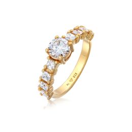 Silberring Elli "Ring Zirkonia Verlobung Eternity 925 Silber" Gr. 56, gold, Fingerringe, Damen, 56, Silber 925 (Sterlingsilber), Silberring