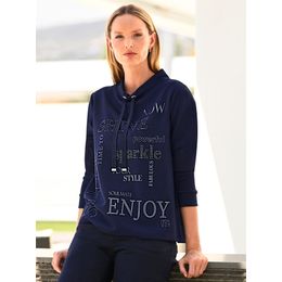 Sweatshirt Heine, Damen, Gr. 34, blau (marine), 50% Modal, 44% Polyester, 6% Elasthan, gemustert, unifarben, Sweatshirts Sweatshirt