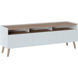 Lowboard Home Affaire "Scandi", wei&szlig; alpin, jackson hickory, B:149,7cm H:51,7cm T:41,7cm, Holzwerkstoff, Sideboards, Lowboard, Breite 150 cm
