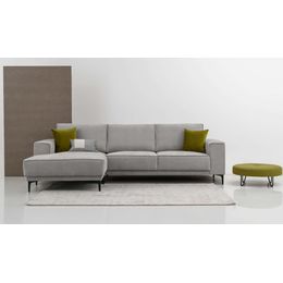 Ecksofa OTTO HOME "Polsterecke Oland, Struktur, Flachgewebe, Luxus-Microfaser, Boucle", grau (light grau), B:280cm H:85cm T:152cm, 100% Polyester, Sofas, Ecksofa, L-Form, 280 cm, Wellenunterfederung, Skandi-Design, Metallf&uuml;&szlig;e