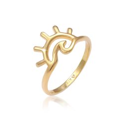 Silberring Elli "Ring Sonnenaufgang Wellen Motiv Sommer 925 Silber" Gr. 54, gold, Fingerringe, Damen, 54, Silber 925 (Sterlingsilber), Silberring