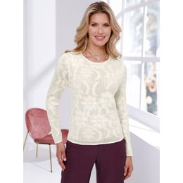 Ajourpullover Classic Basics "Langarm-Pullover", Damen, Gr. 54, ecru, 100% Polyacryl, unifarben, Pullover Ajourpullover