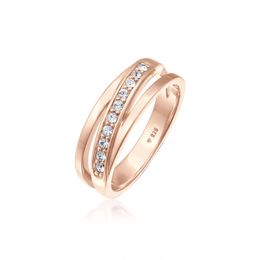 Silberring Elli "Ring Raffiniert Bandring Wickelring 925 Silber, mit Kristallen von Swarovski" Gr. 54, rosa (rosegold), Fingerringe, Damen, 54, Silber 925 (Sterlingsilber), Silberring