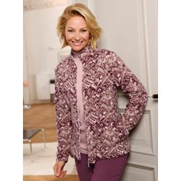 Fleecejacke Classic Basics, Damen, Gr. 54, schlamm, burgund, bedruckt, 100% Polyester, gemustert, mehrfarbig, Jacken Fleecejacke