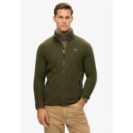 Fleecejacke Superdry "POLAR FLEECE FULL ZIP", Herren, Gr. XXL, gr&uuml;n (surplus goods olive gr&uuml;n), Fleece, Obermaterial: 100% Polyester, unifarben, relaxed fit h&uuml;ftlang, Rundhals, eingefasste Kante, Jacken Fleecejacke