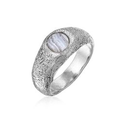 Siegelring HAZE & GLORY "Ring Kreis Achat Blau Fashion 925 Sterling Silber" Gr. 62, silber, Fingerringe, Herren, 62, Silber 925 (Sterlingsilber), Siegelring