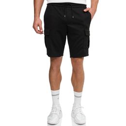Shorts INDICODE "INNello cargo shorts", Herren, Gr. M, N-Gr, schwarz, Web, Obermaterial: 95% Polyester, 5% Elasthan, bedruckt, regular fit kniefrei, Hosen Shorts